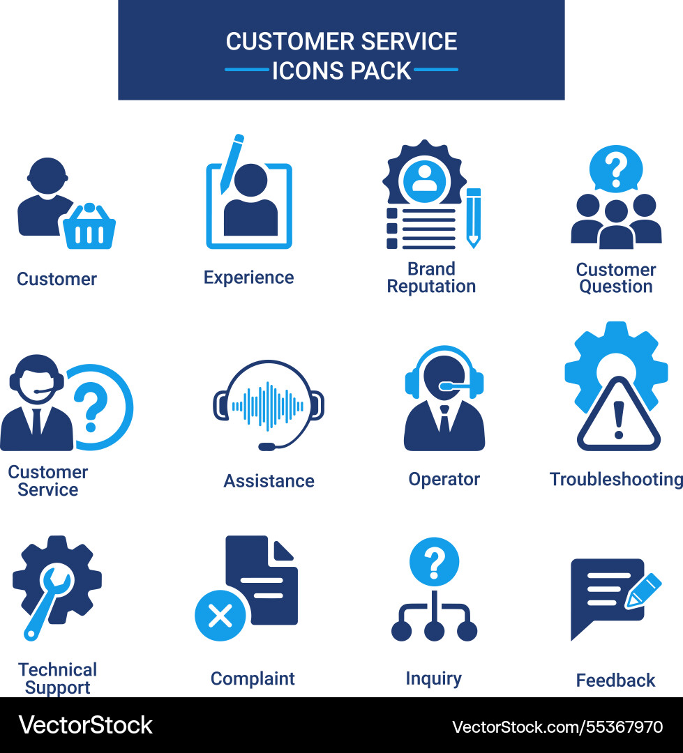 Customer service support assistance icons pack Vector Image