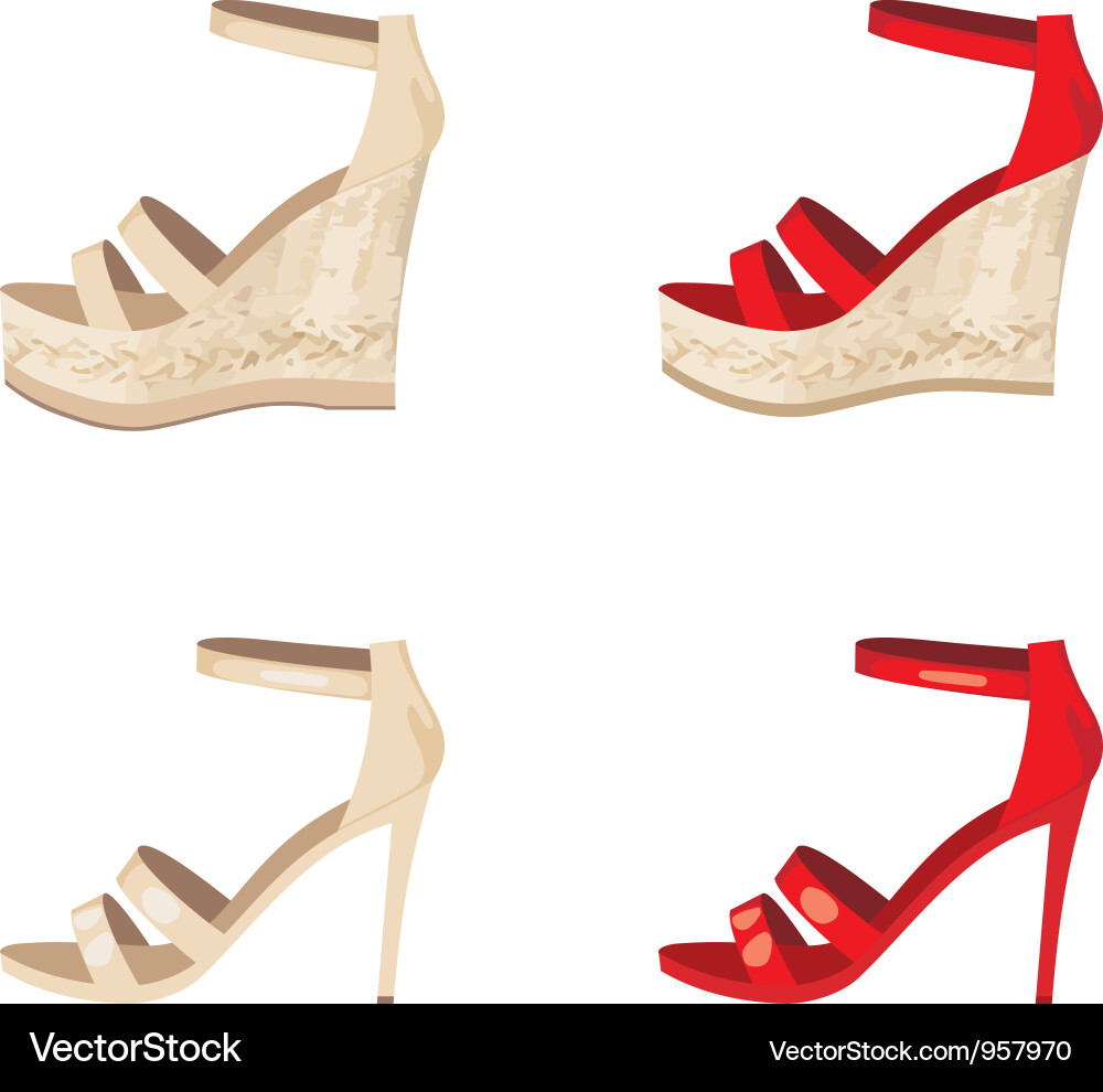 Female shoes set Royalty Free Vector Image - VectorStock