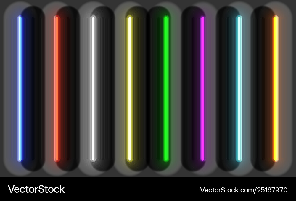 Neon light brushes with shadows fully adjustable Vector Image