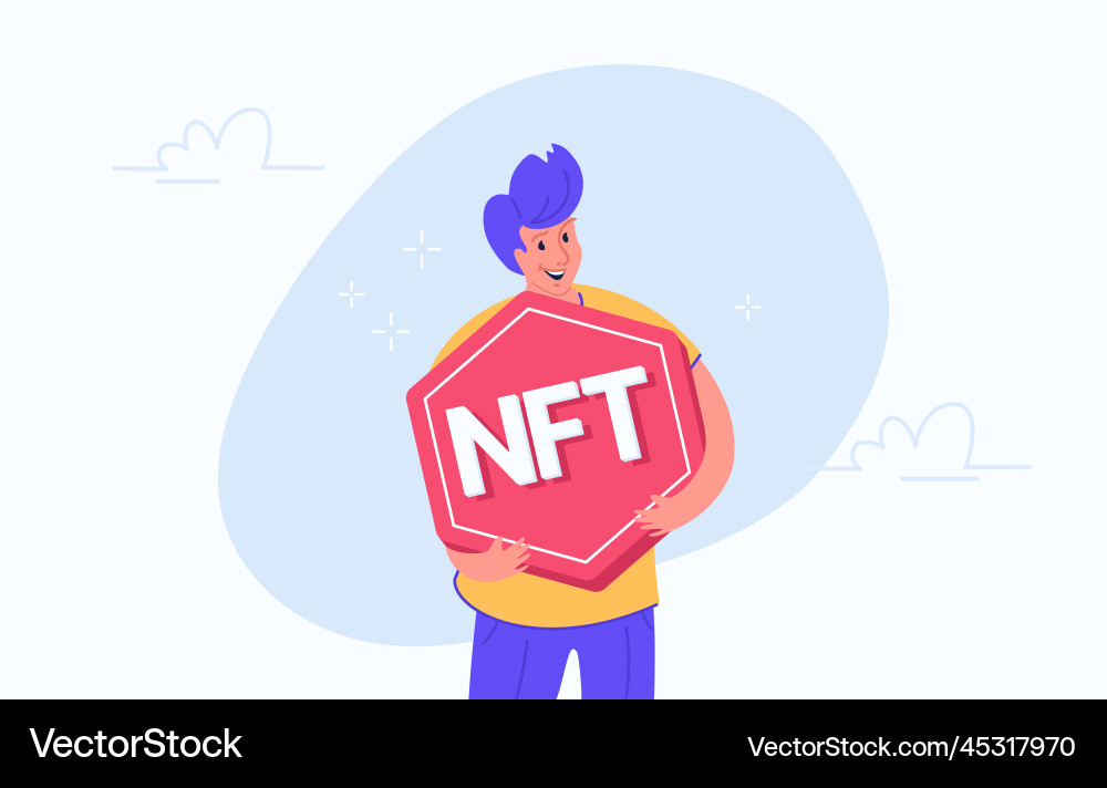 Nft token and digital art as cryptocurrency Vector Image