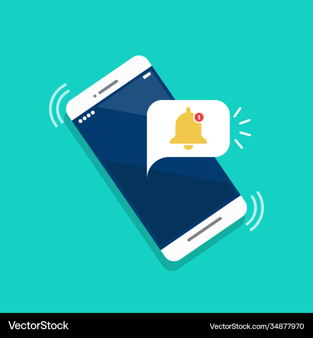 Notification on smartphone flat icon Royalty Free Vector