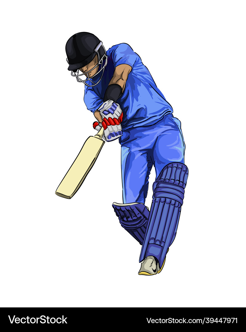 Abstract batsman playing cricket from splash Vector Image