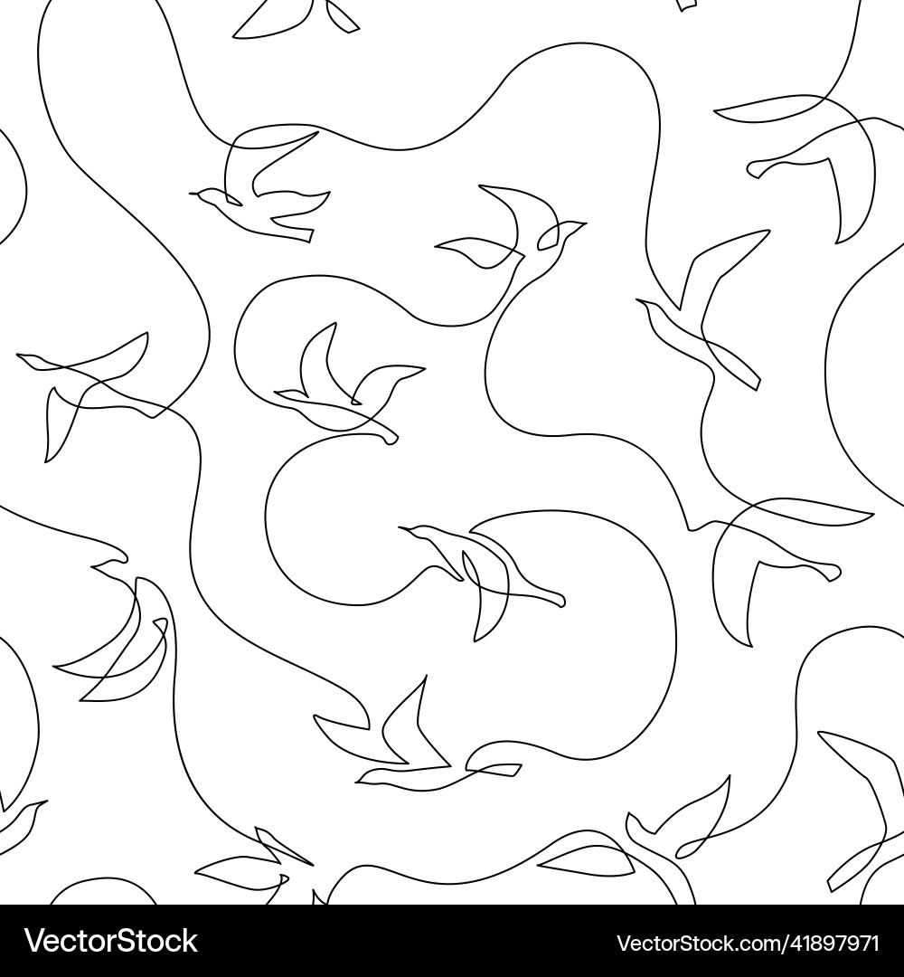 Abstract birds continuous one line drawing Vector Image