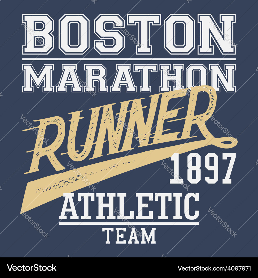 Boston marathon runner t-shirt Royalty Free Vector Image