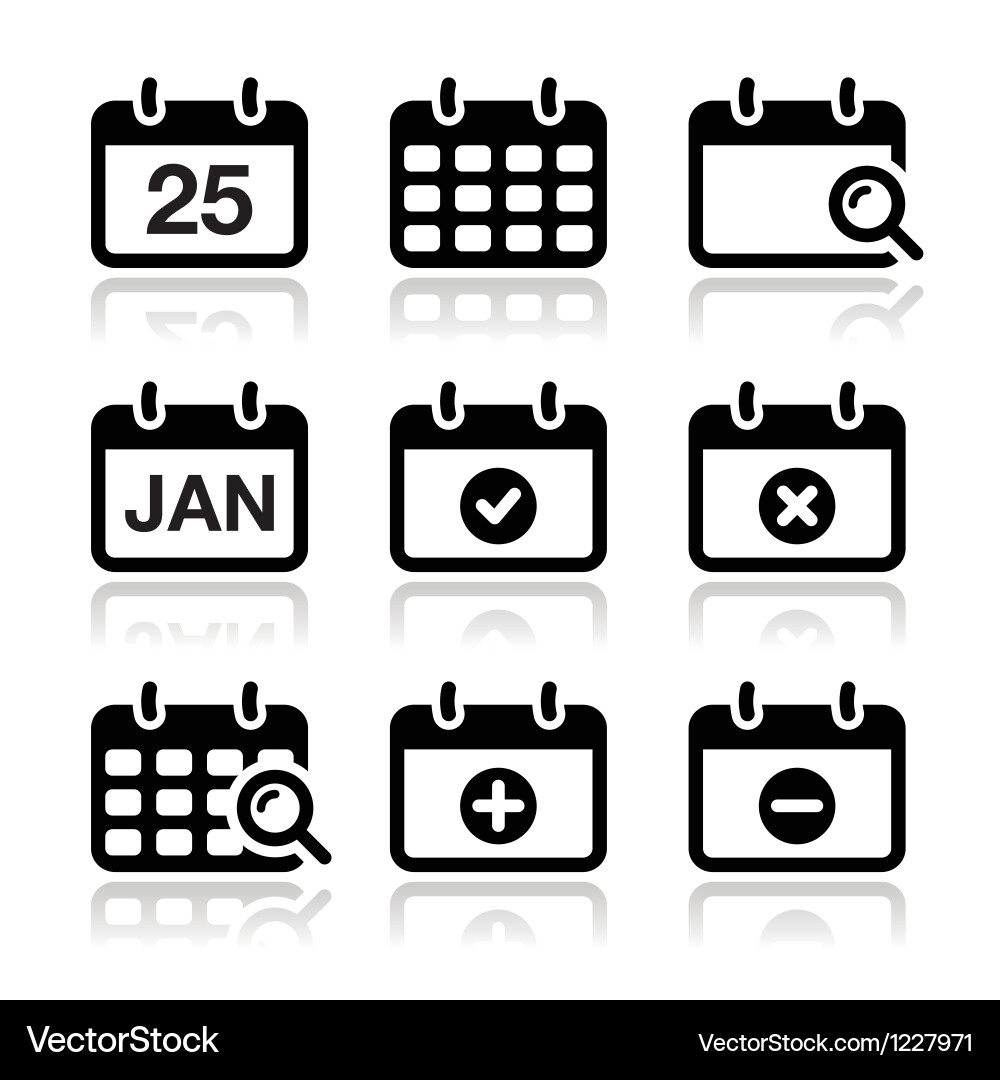 Calendar date icons set Royalty Free Vector Image