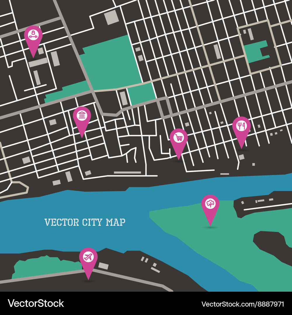 City map Royalty Free Vector Image - VectorStock