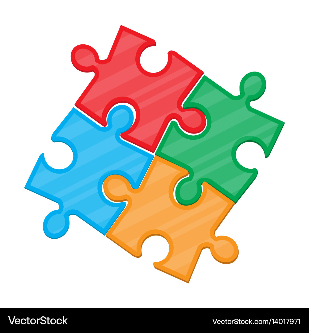 Colorful jigsaw puzzle in four pieces Royalty Free Vector