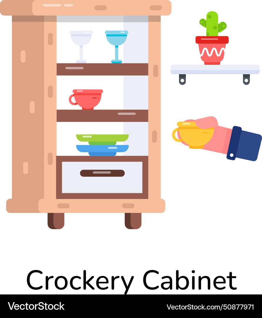 Crockery cabinet Royalty Free Vector Image - VectorStock