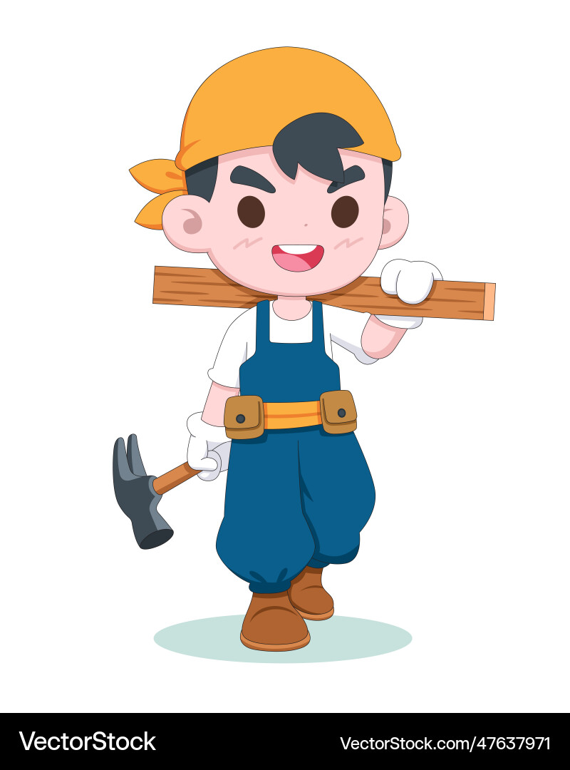 Cute carpenter cartoon Royalty Free Vector Image