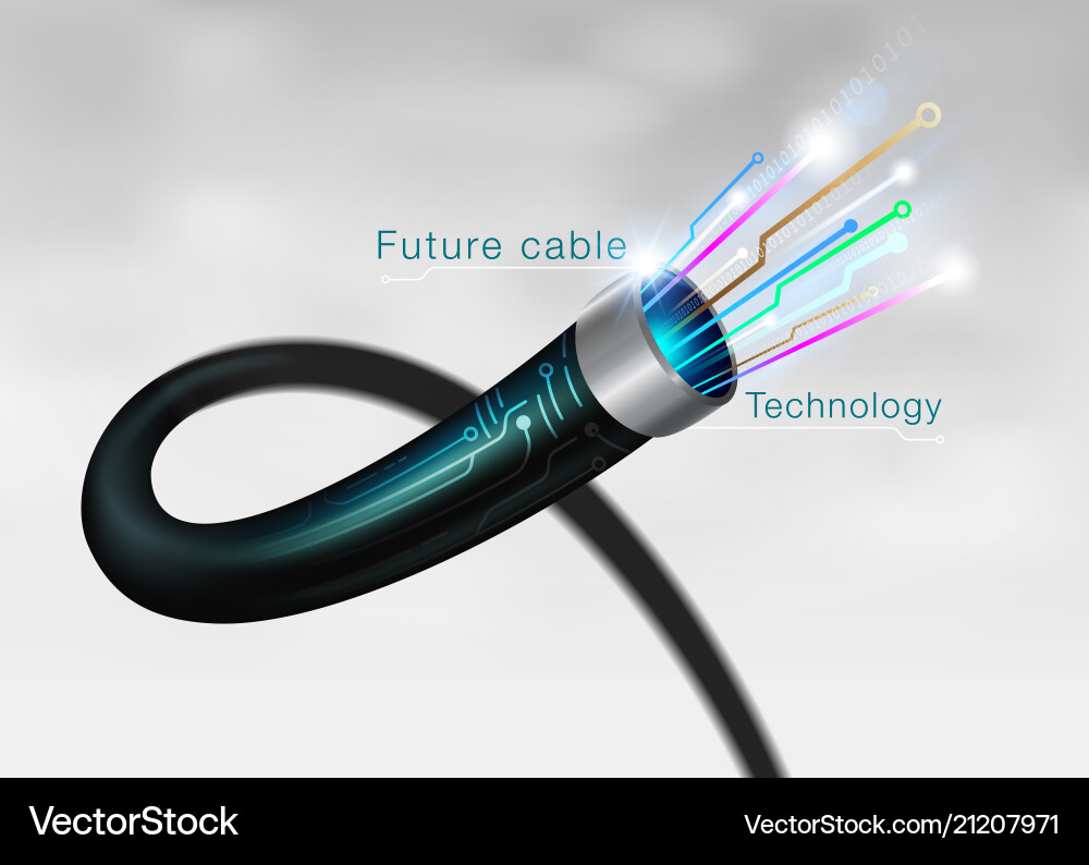 Fiber optic cable on white background Royalty Free Vector