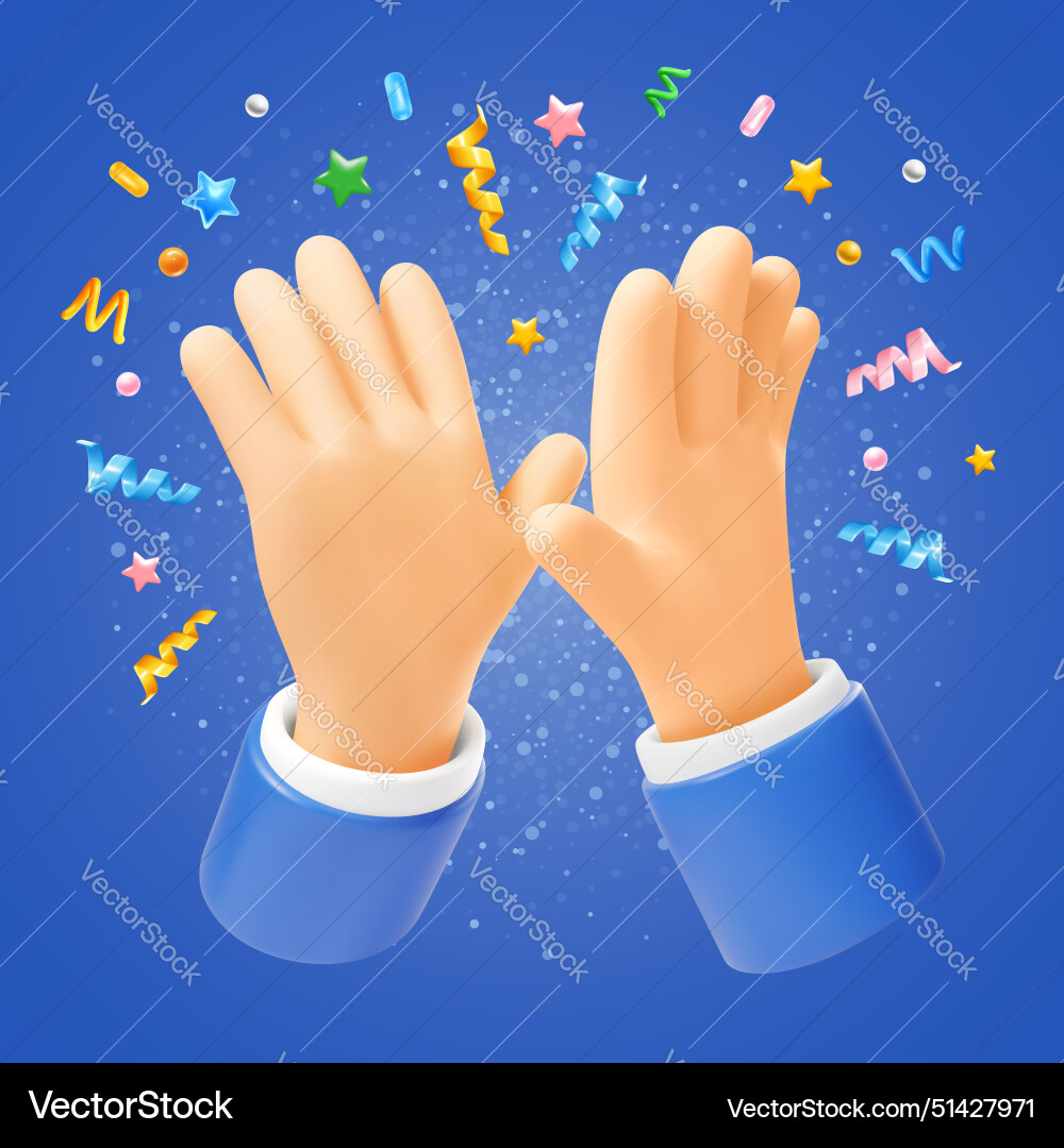 High five give me gesture with confetti Royalty Free Vector