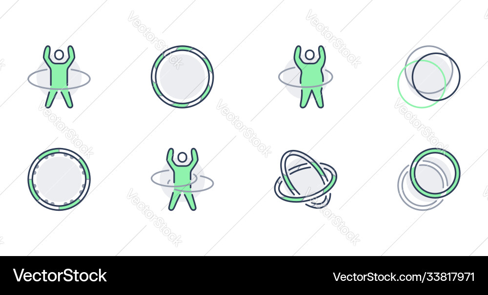 Hula hoop line icons included Royalty Free Vector Image