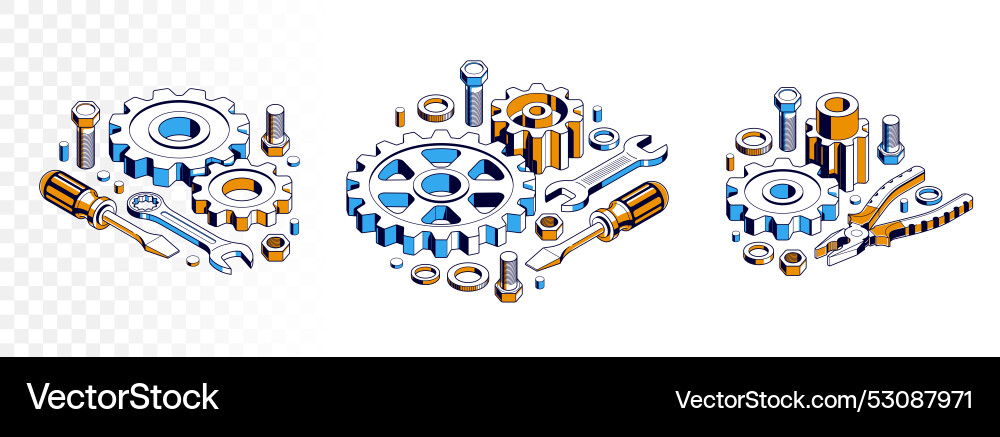 Invention renovation concept set gears and tools Vector Image