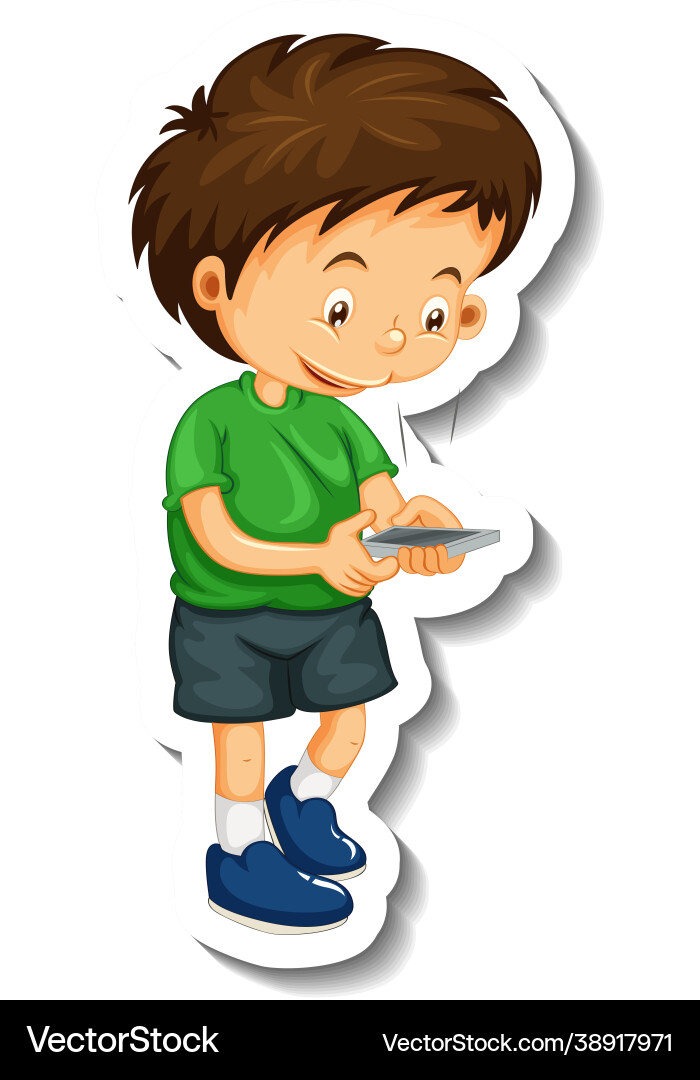 Sticker template with a boy cartoon character Vector Image