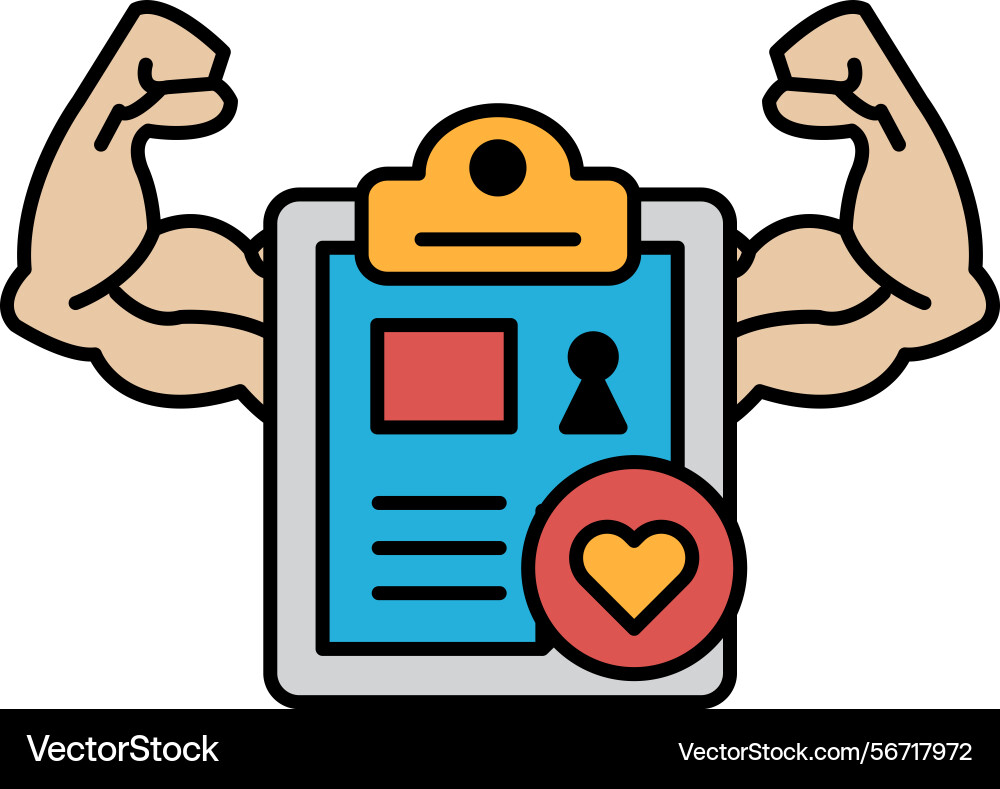 A man with bulging muscles is holding clipboard Vector Image