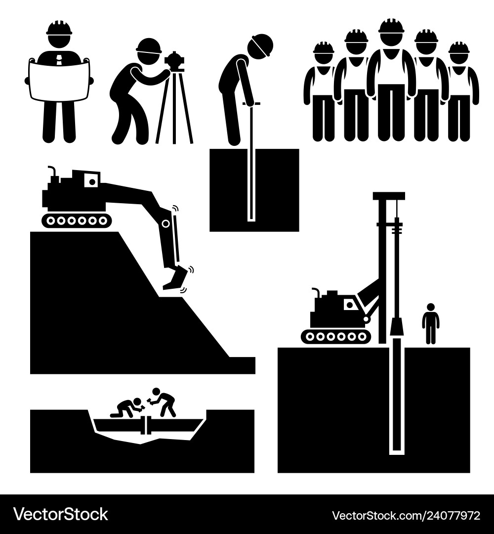 Construction civil engineering earthworks worker Vector Image