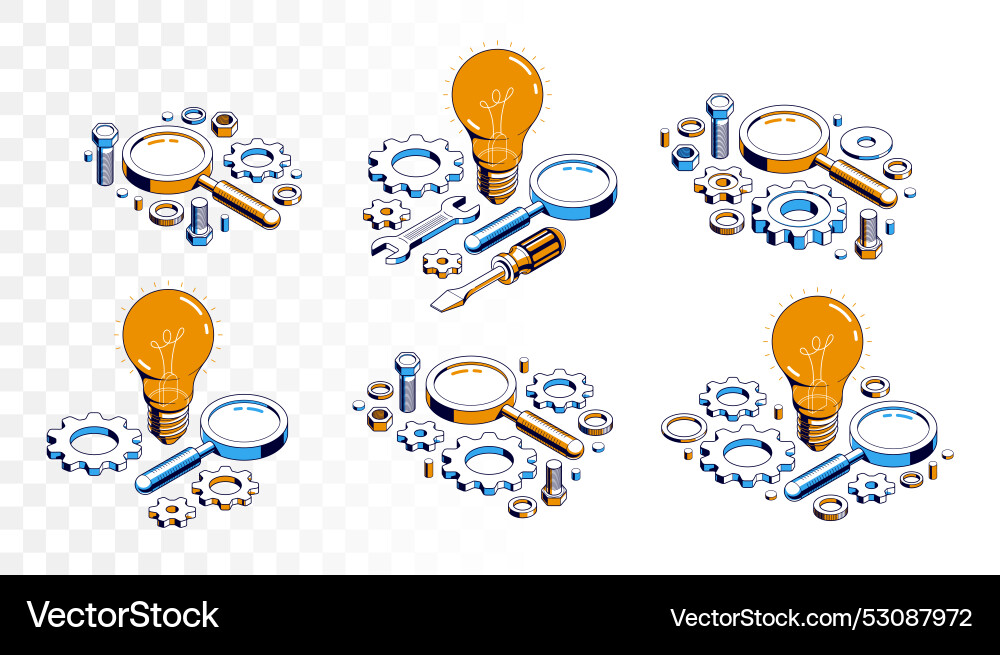 Engineering idea concept set innovation invention Vector Image