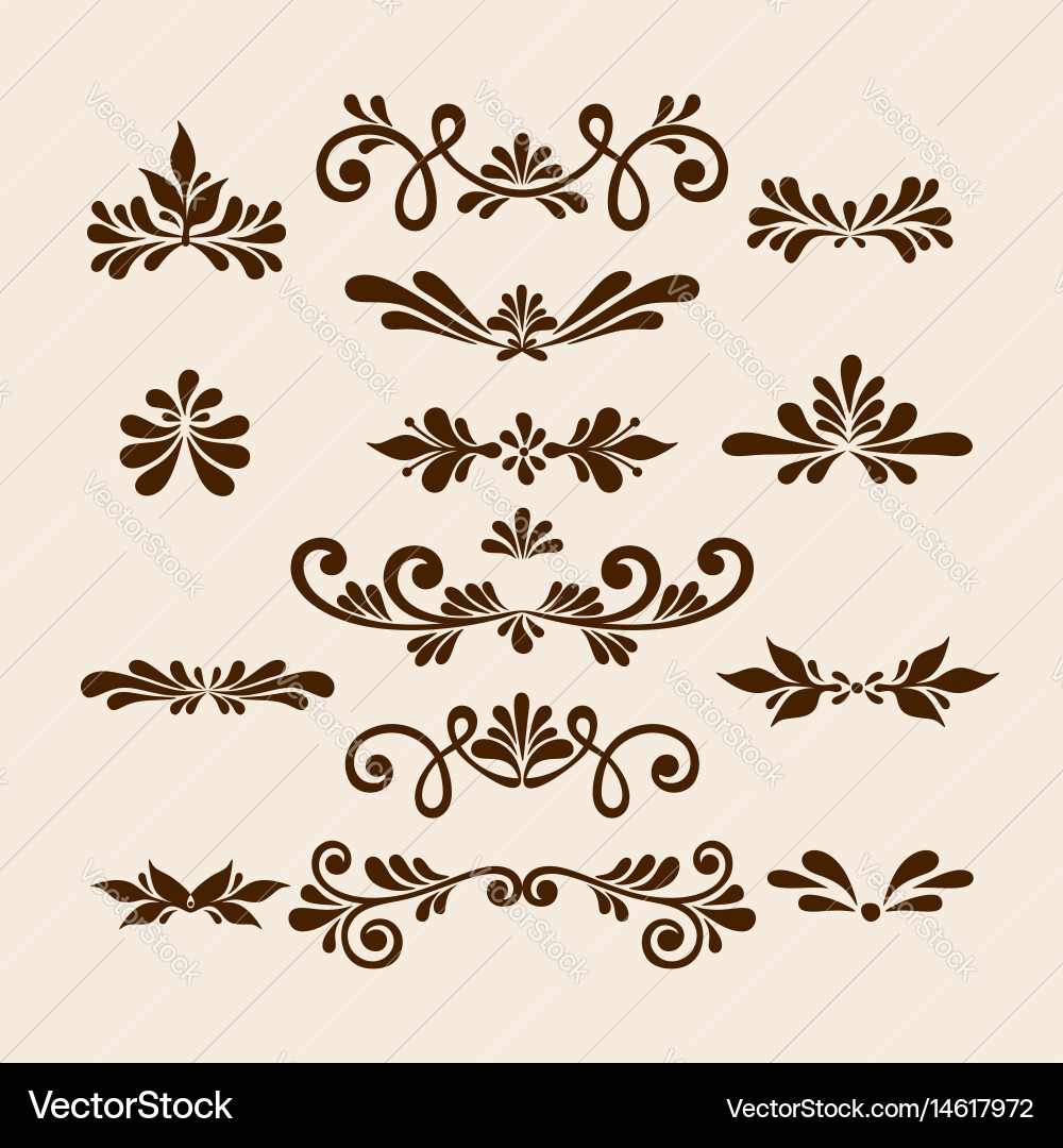 Floral elements for decoration set Royalty Free Vector Image