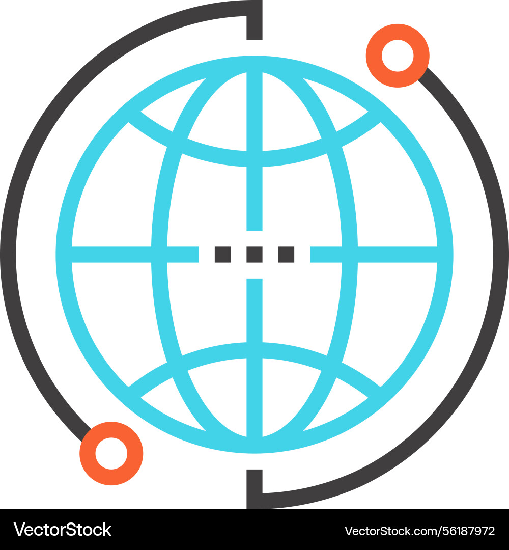 Global business flat line web icon concept Vector Image