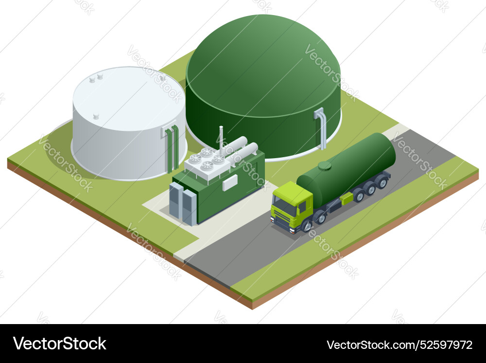 Isometric modern biogas plant Royalty Free Vector Image