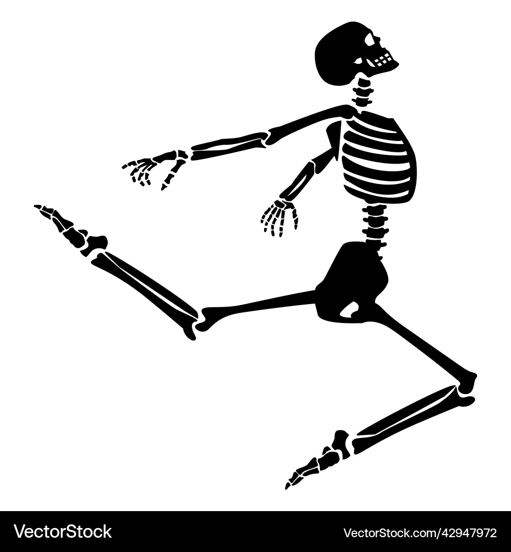 Leaping skeleton silhouette high quality Vector Image