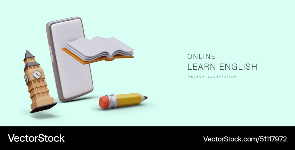 Online learning of english speaking reading Vector Image
