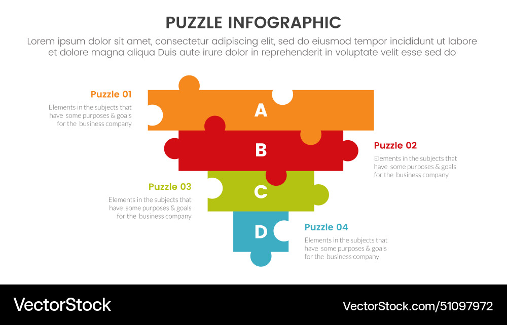 Puzzle jigsaw infographic 4 point stage template Vector Image