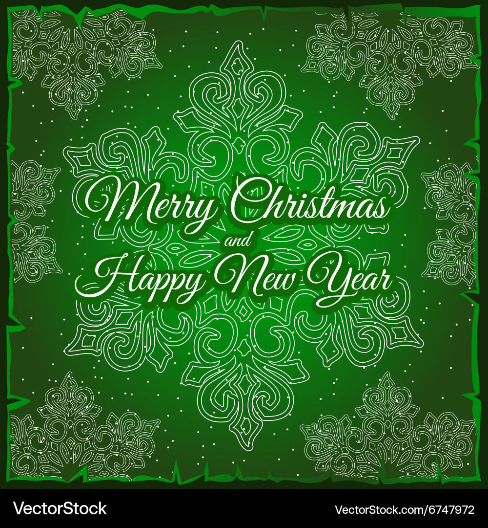 Snowflake and sample text on a green background Vector Image