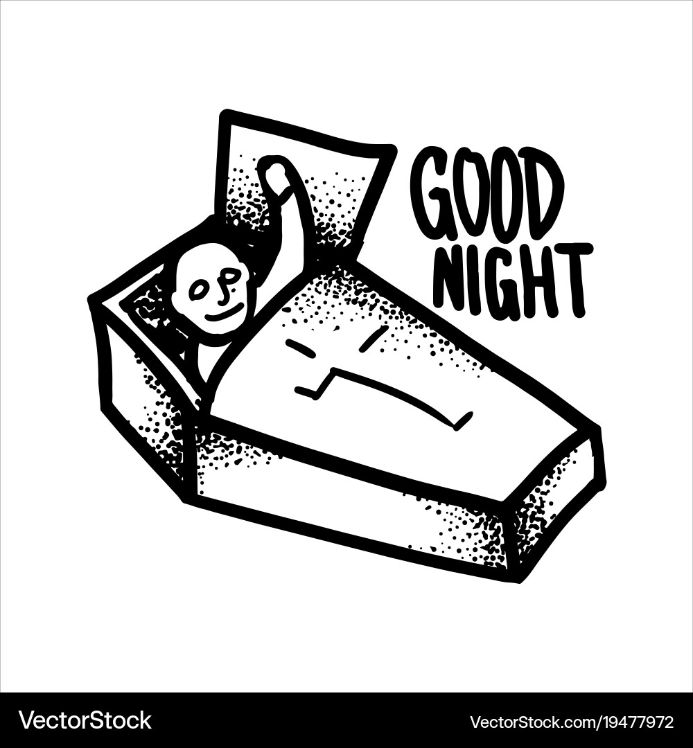 Vampire in a coffin wishes good night Royalty Free Vector