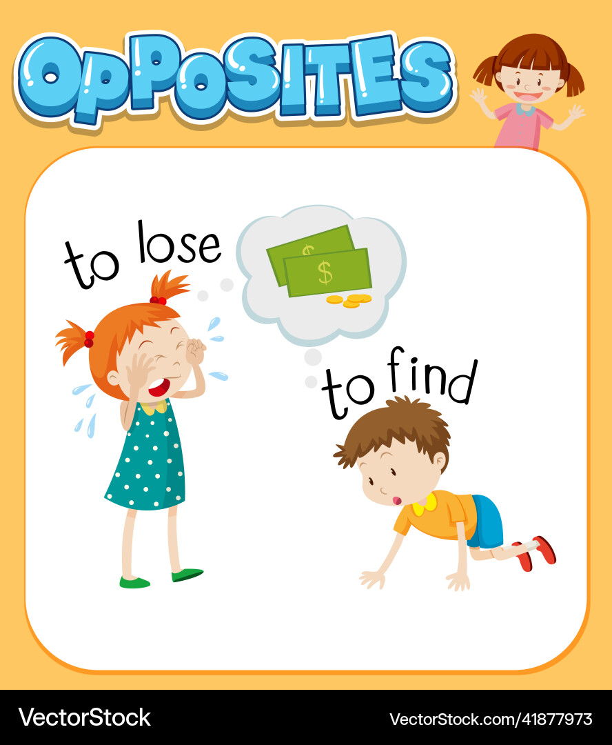 Opposites: Find vs. Lose Royalty Free Vector Image