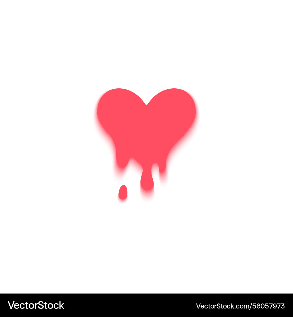 Red hurt heart with dripping blood gradient Vector Image