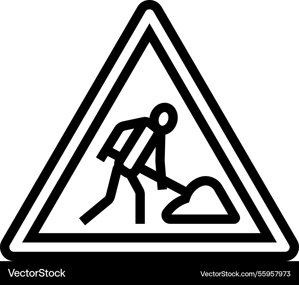 Road construction car driving obstacles line icon Vector Image