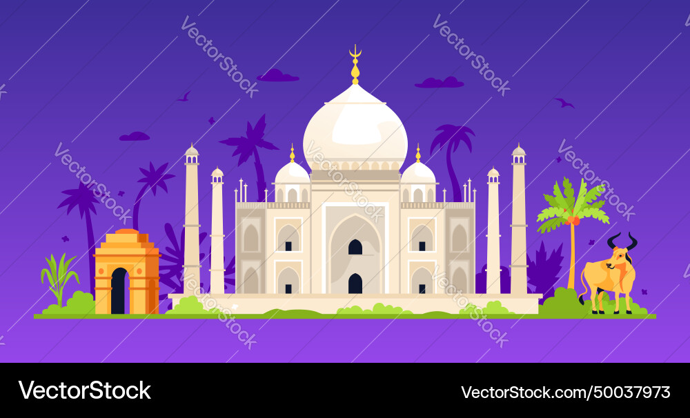 Sacred india places - modern colored Royalty Free Vector