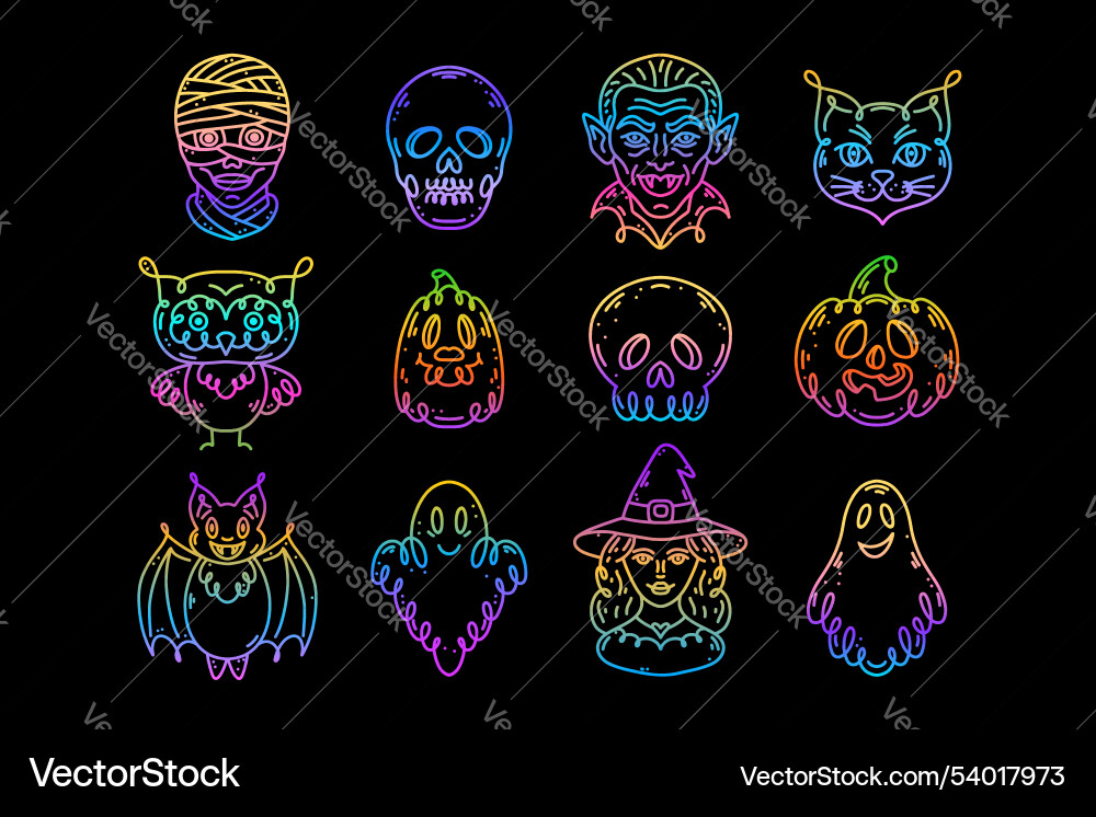 Set of icons in doodle style on the theme Vector Image