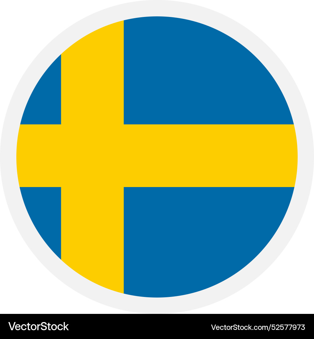 Sweden flag circle icon on transparent background Vector Image