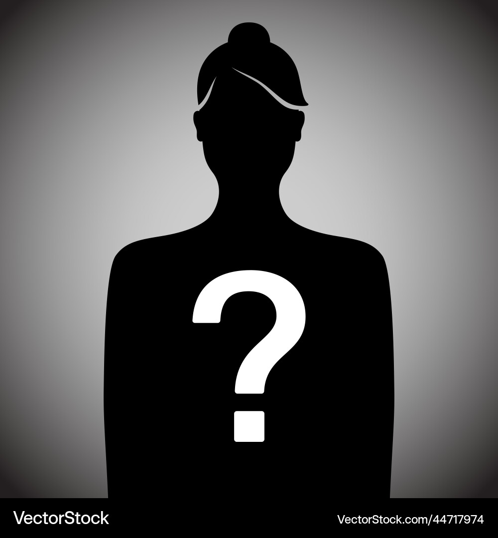 Anonymous woman black silhouette with question Vector Image