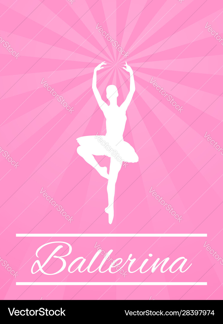 Ballerina silhouette on simple pink background Vector Image