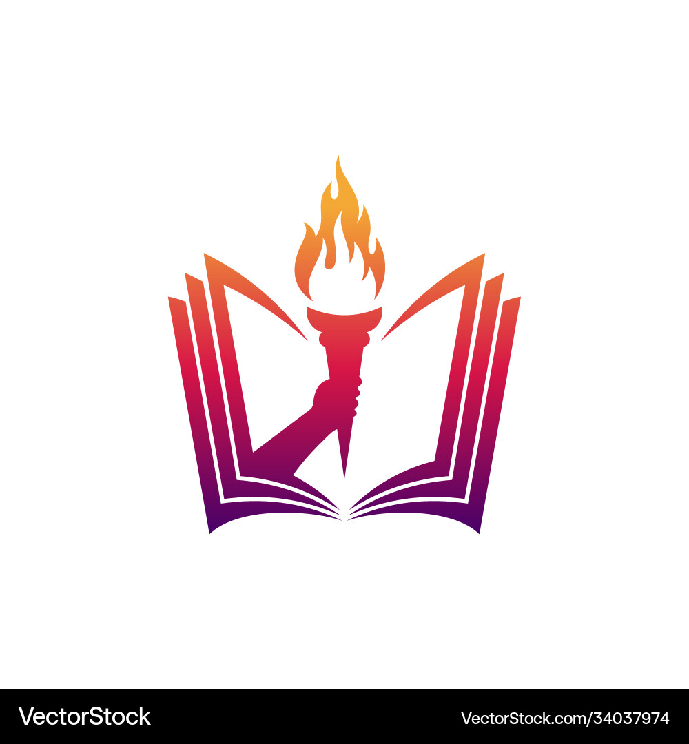 Book torch logo Royalty Free Vector Image - VectorStock