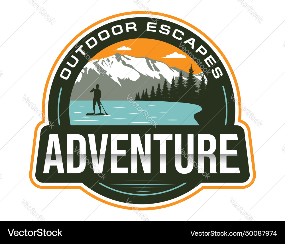 Circle lake adventures emblem logo design template