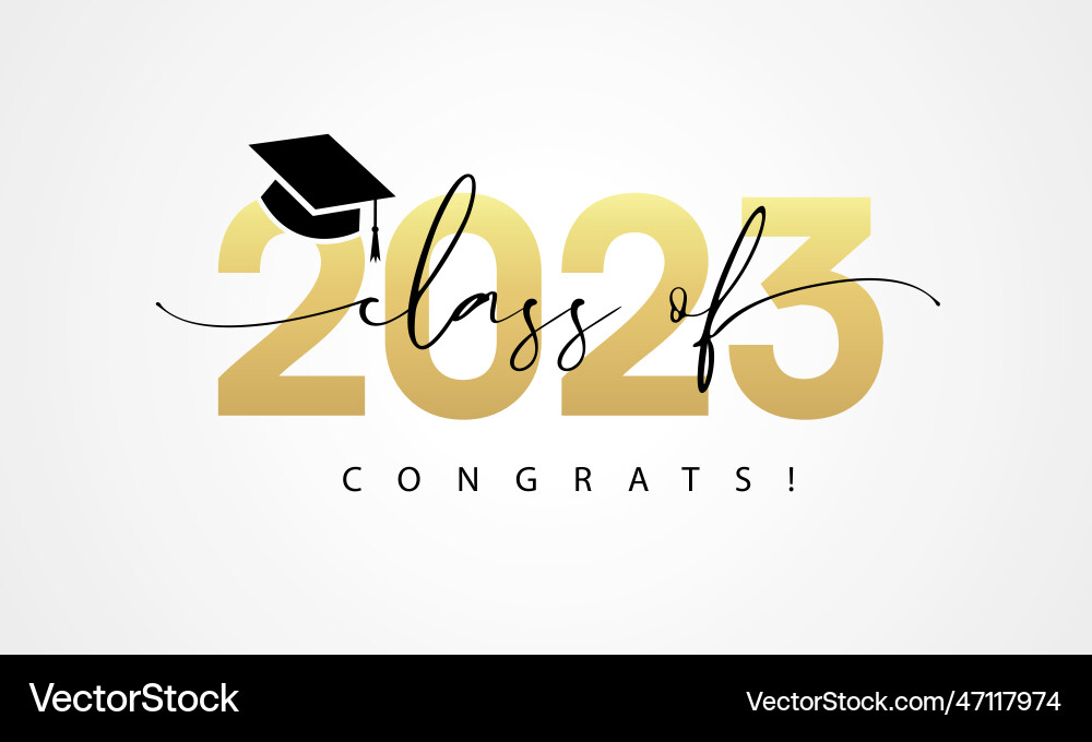Class of 2023 word lettering script Royalty Free Vector