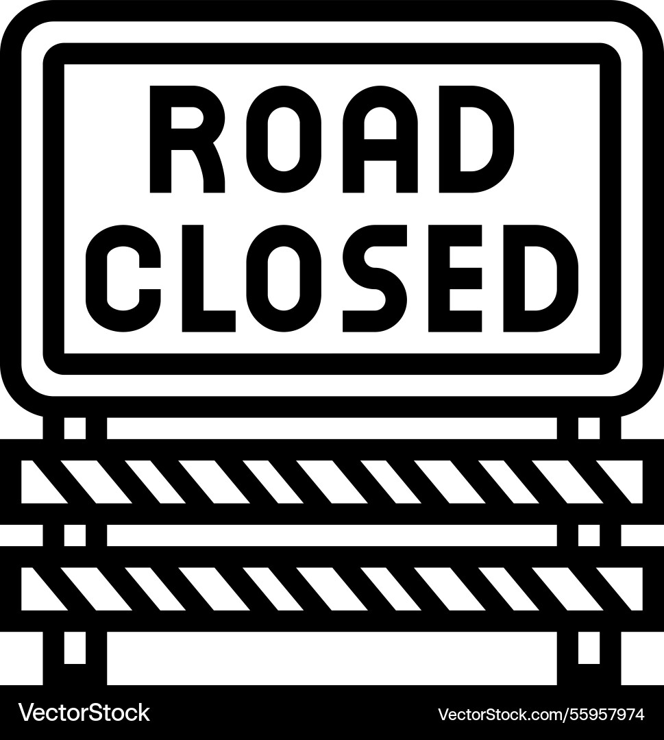 Detours road closures car driving obstacles line Vector Image