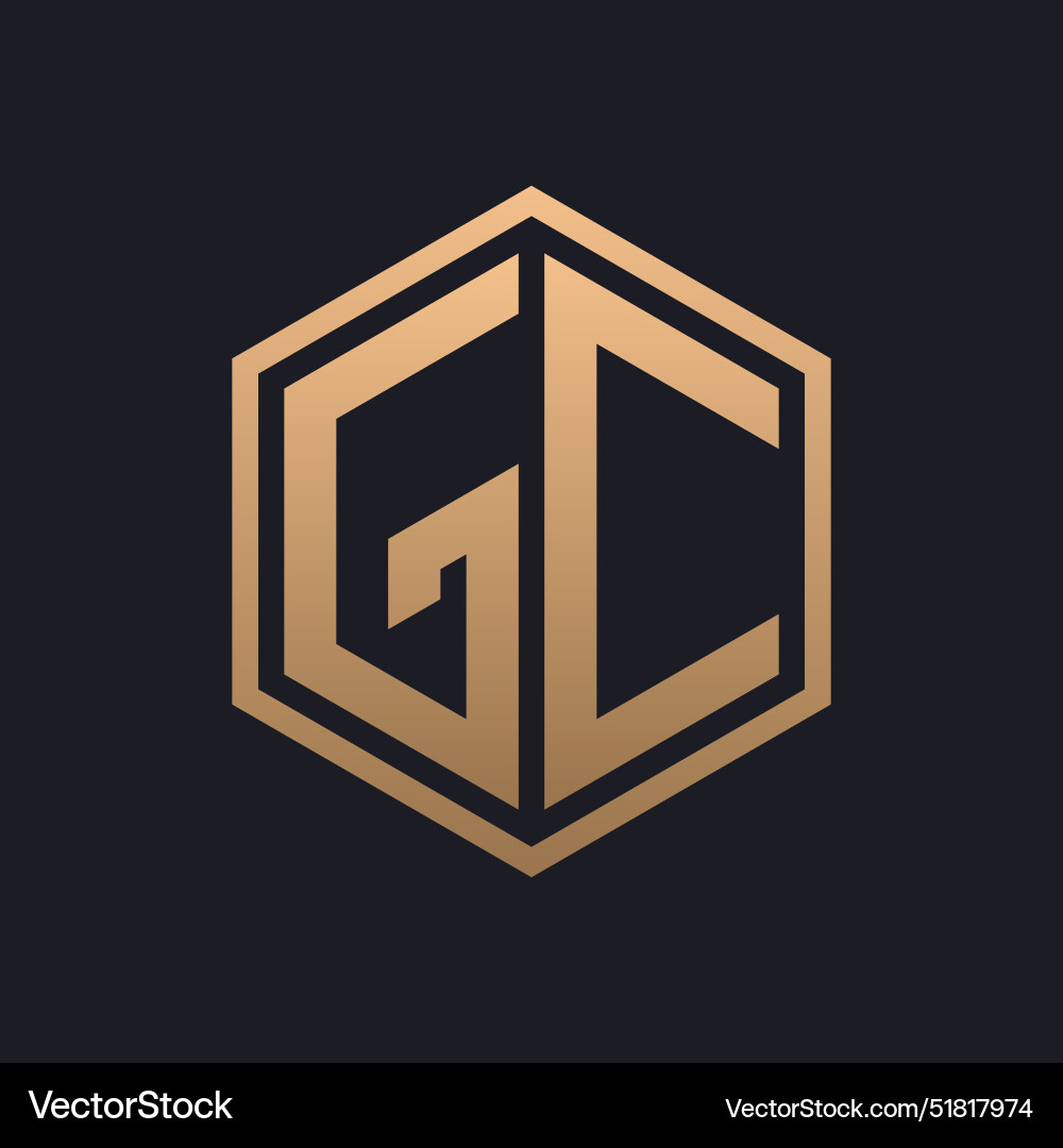 Elegant hexagon letter gc logo design initial Vector Image