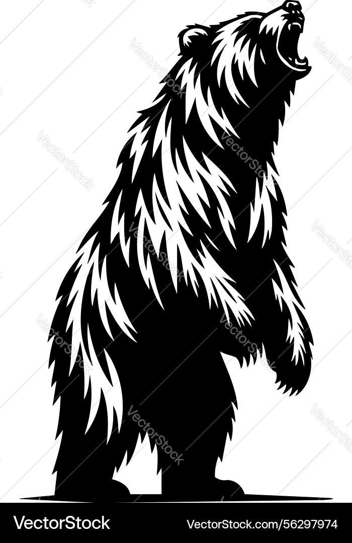 Grizzly Bear Roar Silhouette Royalty Free Vector Image