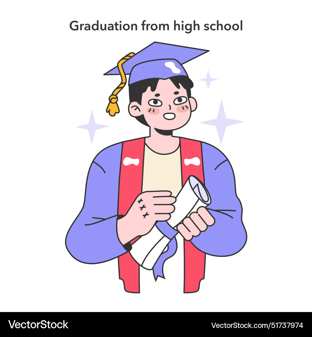 High school graduation celebration and diploma Vector Image