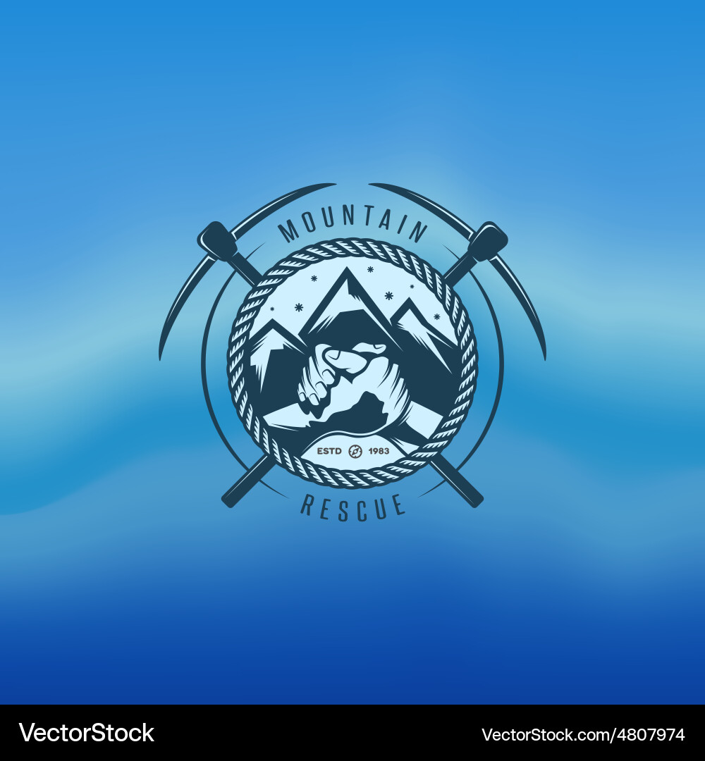 Mountain rescue vintage label Royalty Free Vector Image