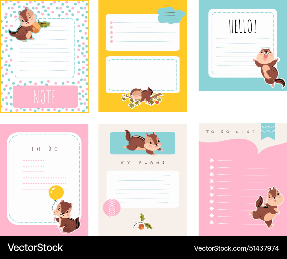 Notepad pages cartoon design childish sheets Vector Image