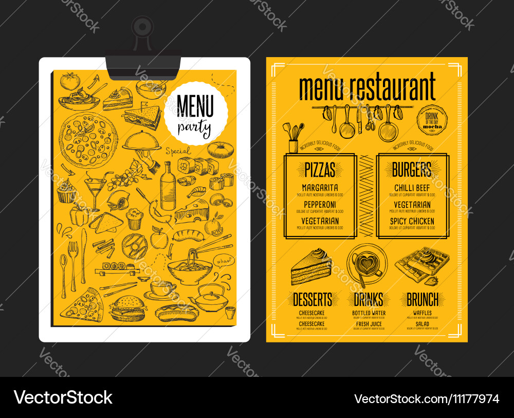 Restaurant Placemat Menu Template Royalty Free Vector Image
