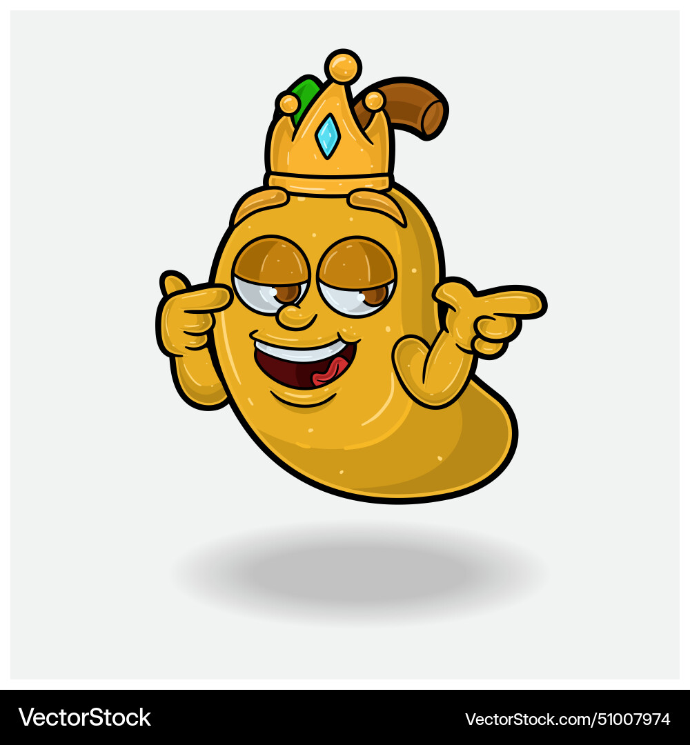 Smug expression with mango fruit crown mascot Vector Image