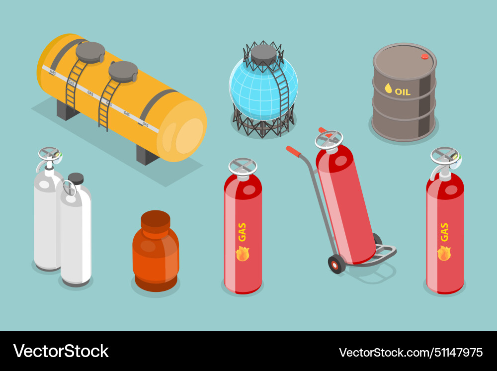 3d isometric flat of gas Royalty Free Vector Image