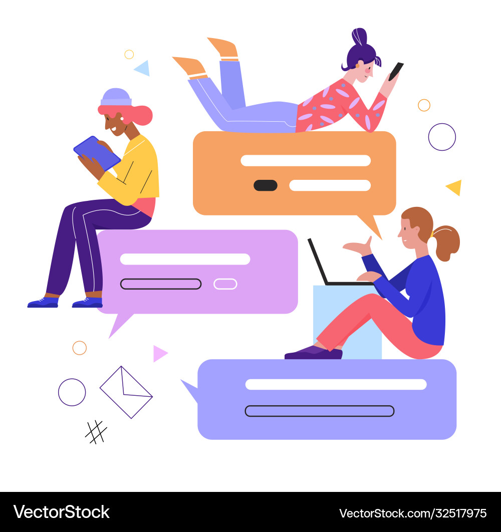 Chat friend messages cartoon Royalty Free Vector Image